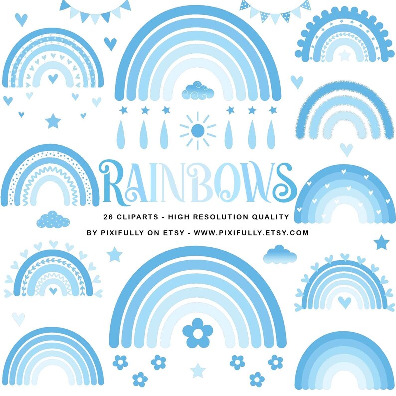 Blue Rainbow Png Blue Rainbow Pngs Blue Rainbow Clipart Blue - Etsy