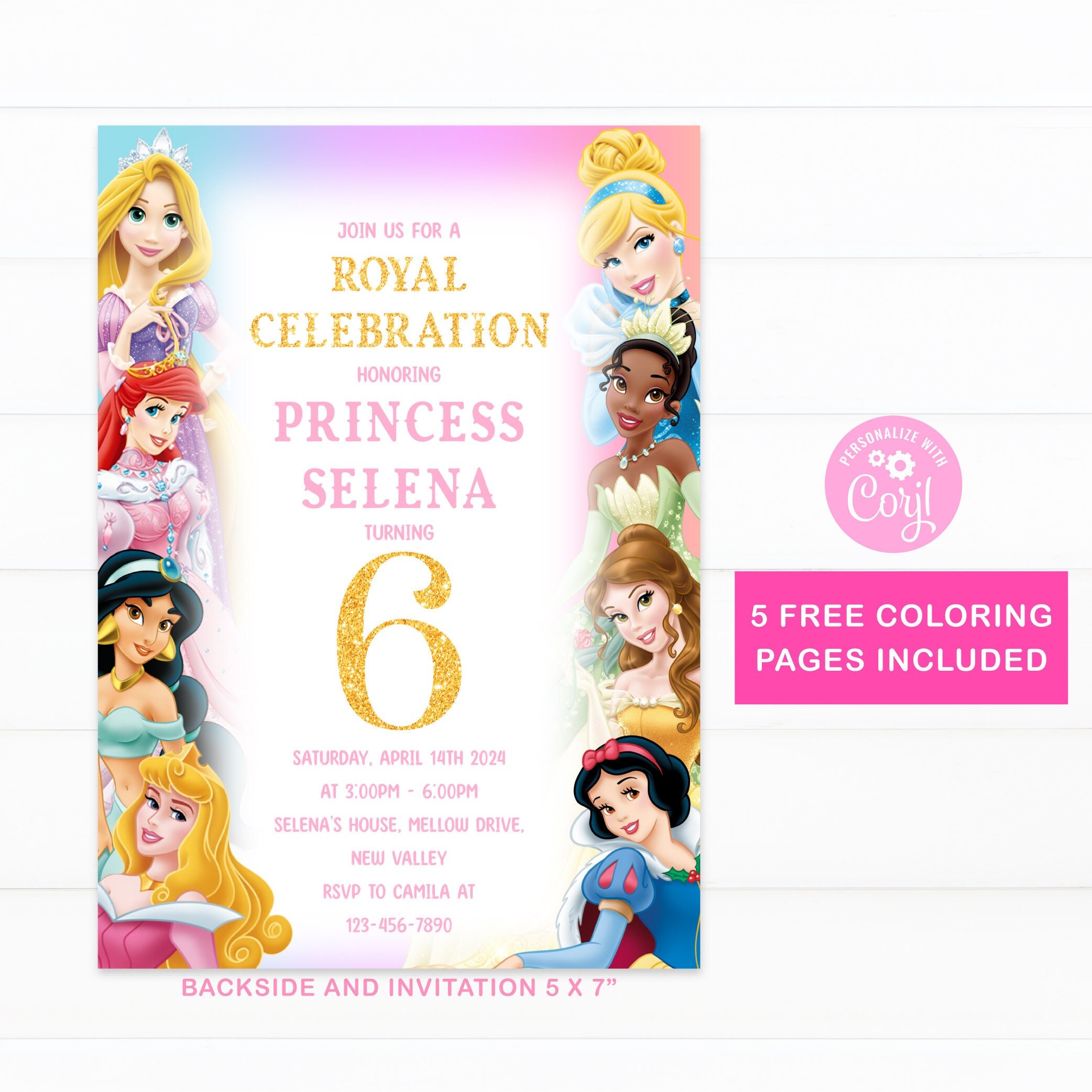 Editable Princess Birthday Party Invitation Invitations - Etsy