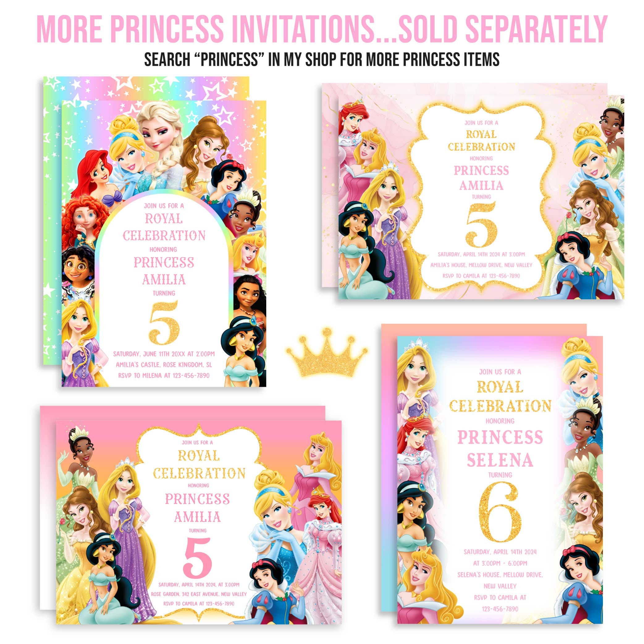 Editable Princess Birthday Party Invitation Princess Birthday - Etsy
