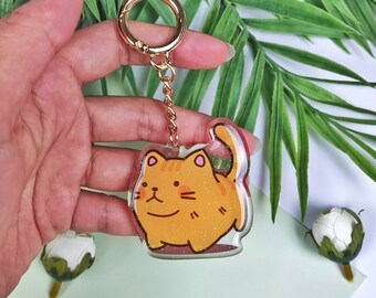 Tabby White Cat Pet Acrylic Keychain | Kawaii Chibi Key Charm | Neko ...
