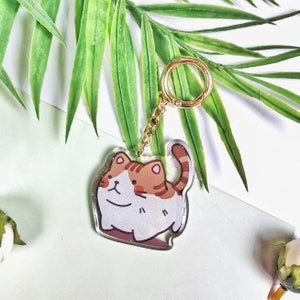 Tabby White Cat Pet Acrylic Keychain Kawaii Chibi Key Charm Neko Kitty ...