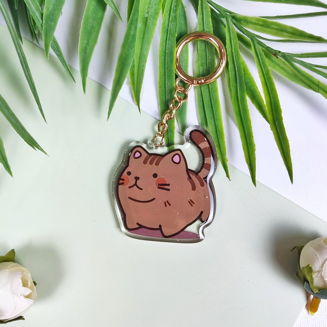 Brown Tabby Cat Pet Acrylic Keychain | Kawaii Chibi Key Charm | Neko ...