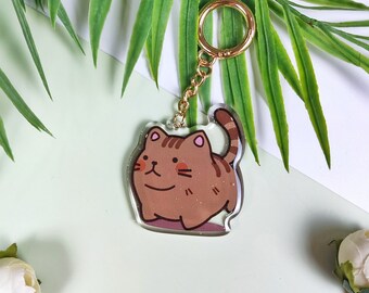 Ginger Orange Tabby Cat Pet Acrylic Keychain | Kawaii Chibi Key Charm ...