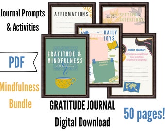 Printable 5 Minute Journal With Prompts for Women, Digital Download for ...