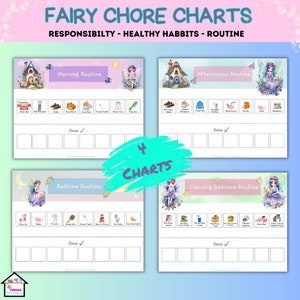 Fairy Chore Chart for Kids, Chore Chart, Kids Daily Responsibilities ...
