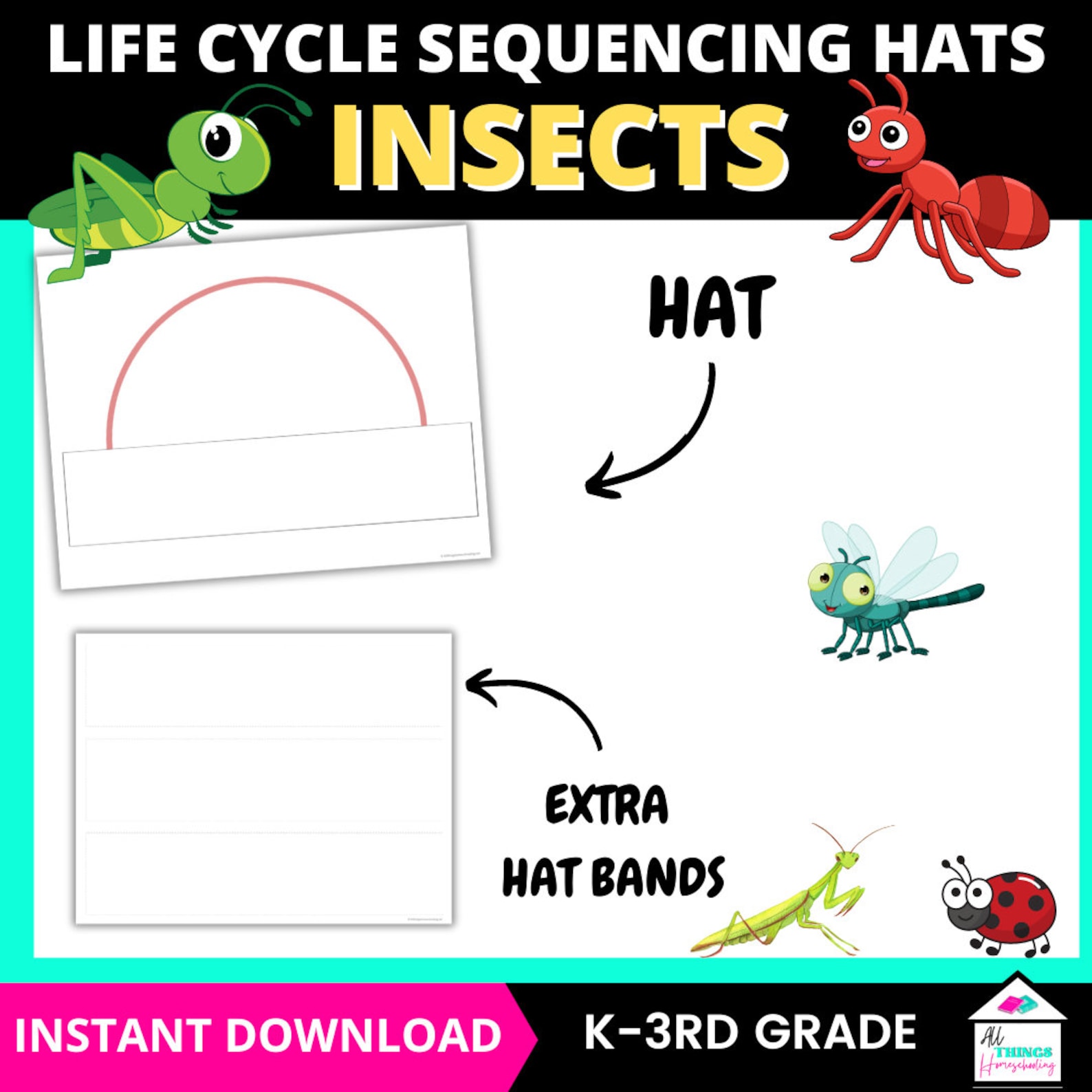 Insect Life Cycle Sequencing Hats Craft - Etsy