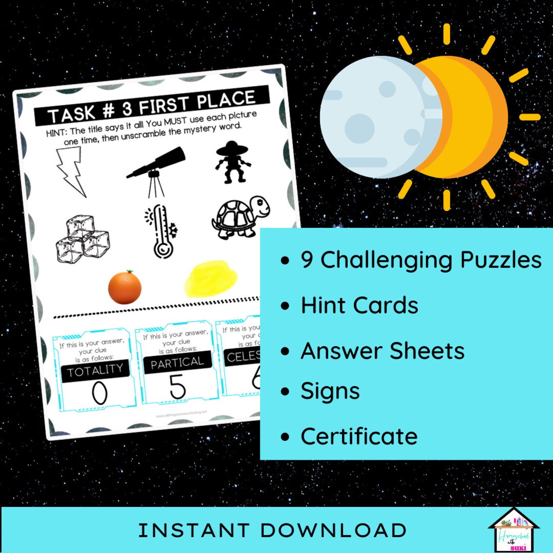 Solar Eclipse Escape Room Printable, at Home Escape Room - Etsy