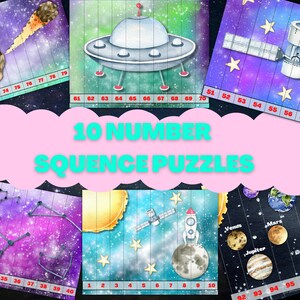 Space Number Sequence & Skip Counting Math Puzzles Bundle, Preschool ...