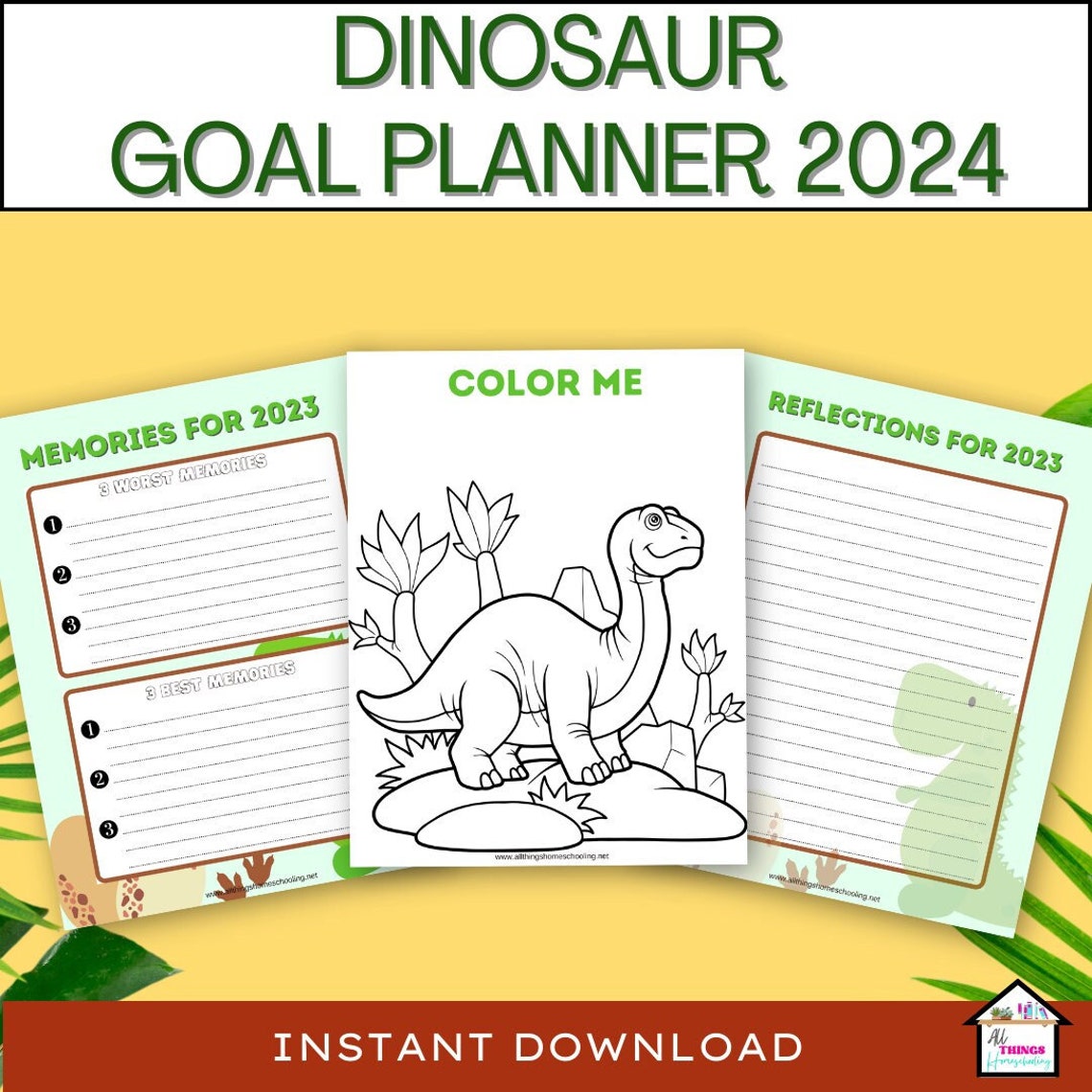 2024 Kids' Dinosaur-themed Goal Planner: Educational & Fun, - Goal ...