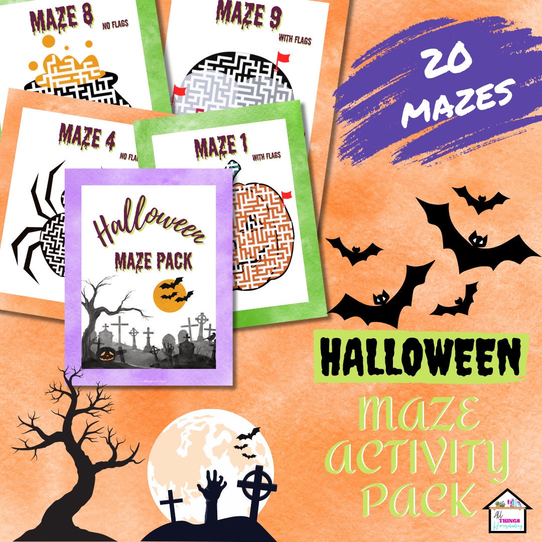 Halloween Maze Activity Pack, Halloween Activities for Kids, Halloween ...