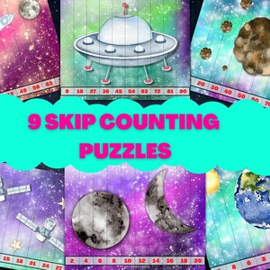Space Number Sequence & Skip Counting Math Puzzles Bundle, Preschool ...