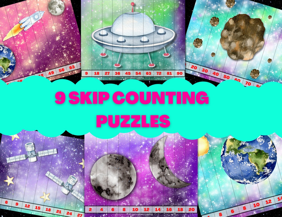 Space Number Sequence & Skip Counting Math Puzzles Bundle - Etsy