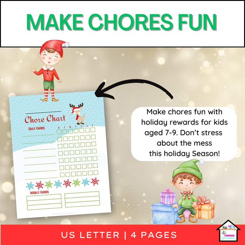 Christmas Chore Chart With Rewards for Little Champs ages - Etsy Australia