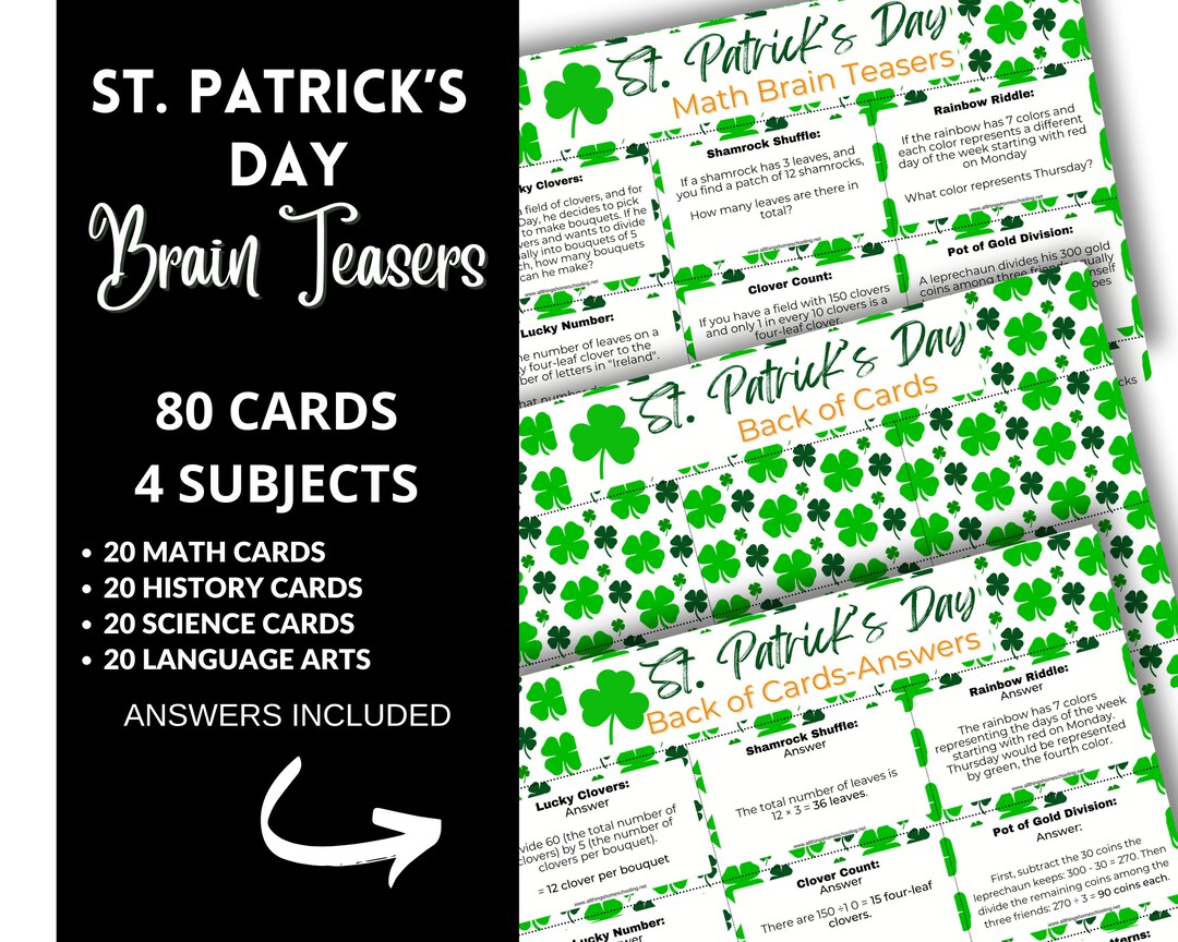 St. Patrick's Day Brain Teasers for Middle School, St. Patrick's Day ...