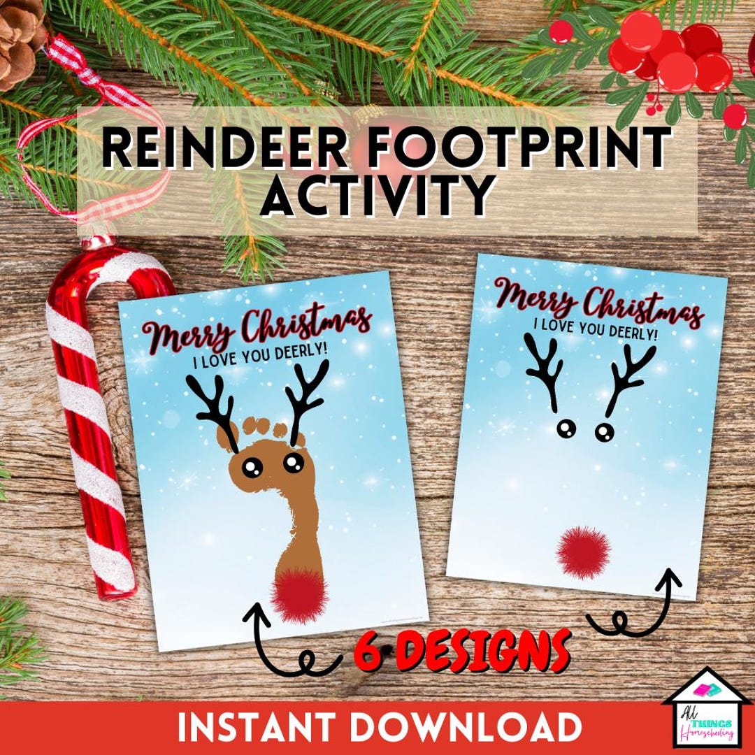 Reindeer Footprint Christmas Craft Activities| Kids Holiday Art Project ...