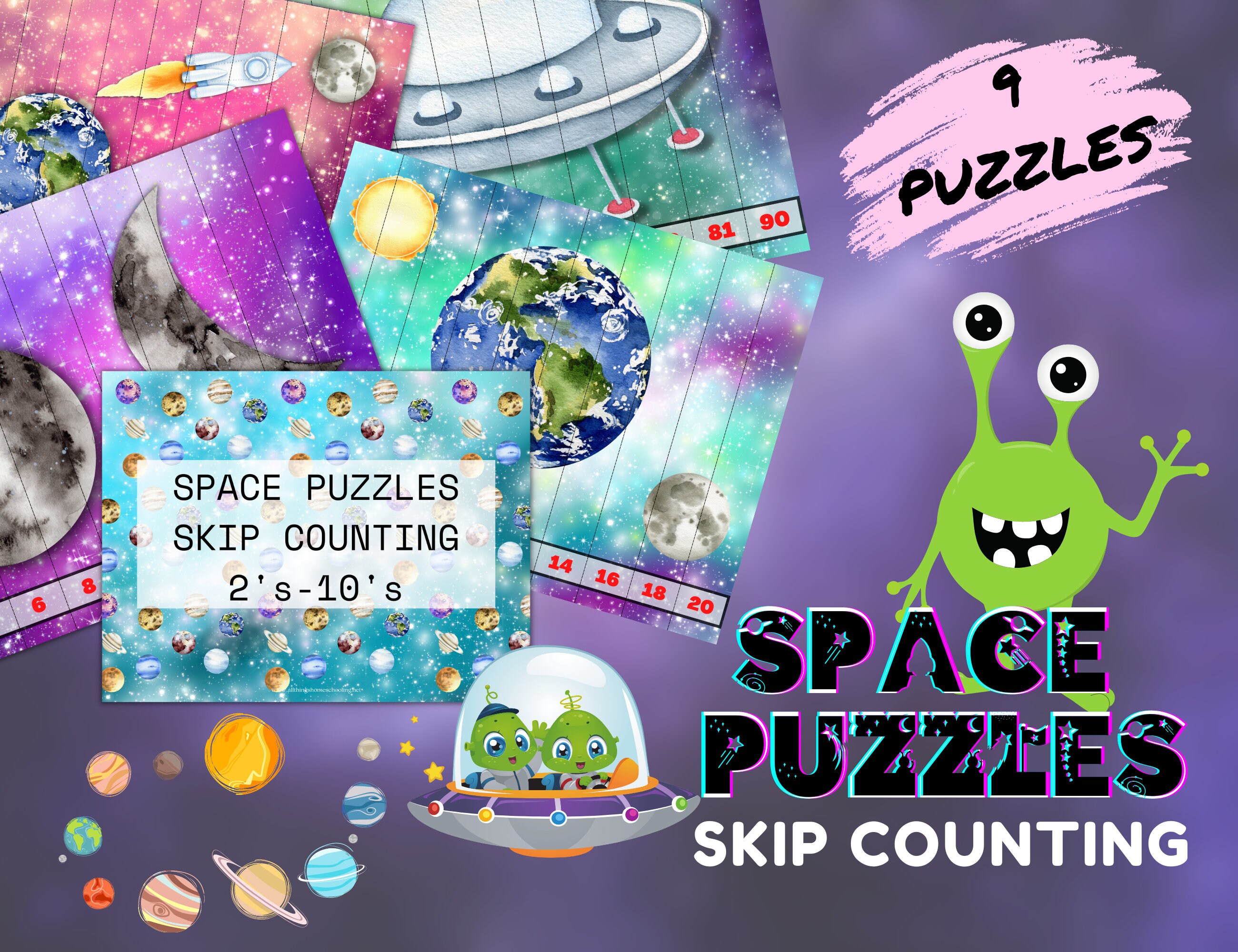 Skip Counting Space Math Printable Puzzles 2 10 First Grade - Etsy