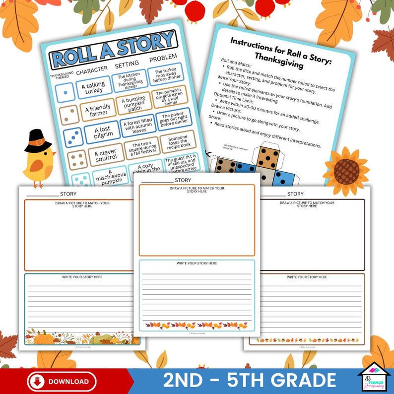 Thanksgiving Roll-a-story for Kids – Storytelling and Writing Activity ...