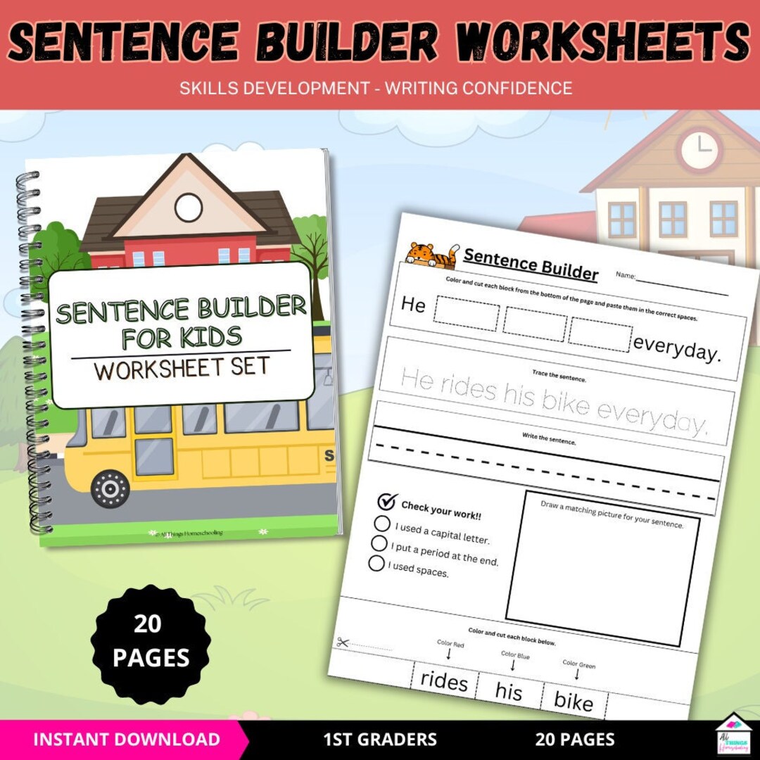 Sentence Builder Worksheets – Interactive Writing Fun for 1st Graders ...