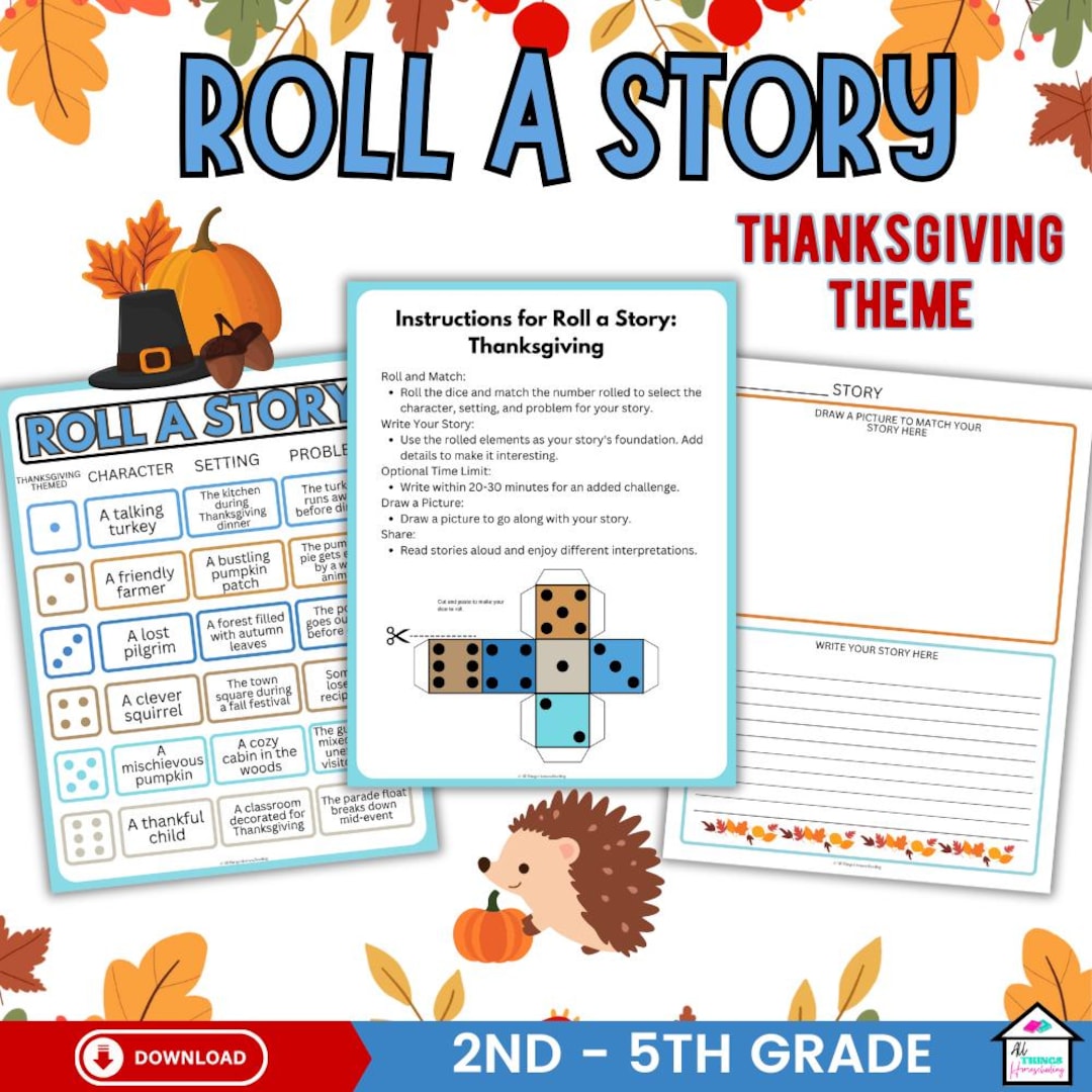 Thanksgiving Roll-a-story for Kids – Storytelling and Writing Activity ...