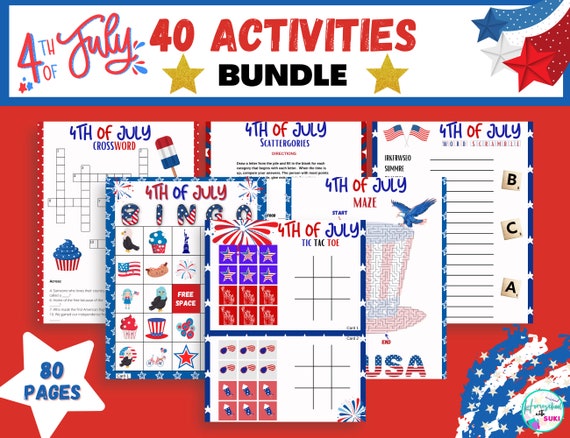4th of July Activity Bundle Printable Games Patriotic Games - Etsy