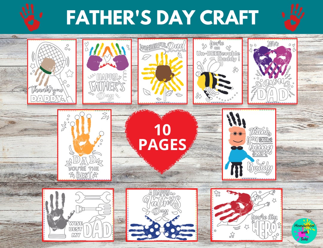 10 Fathers Day Handprint Craft Bundle, Gift for Dad, First Fathers Day ...