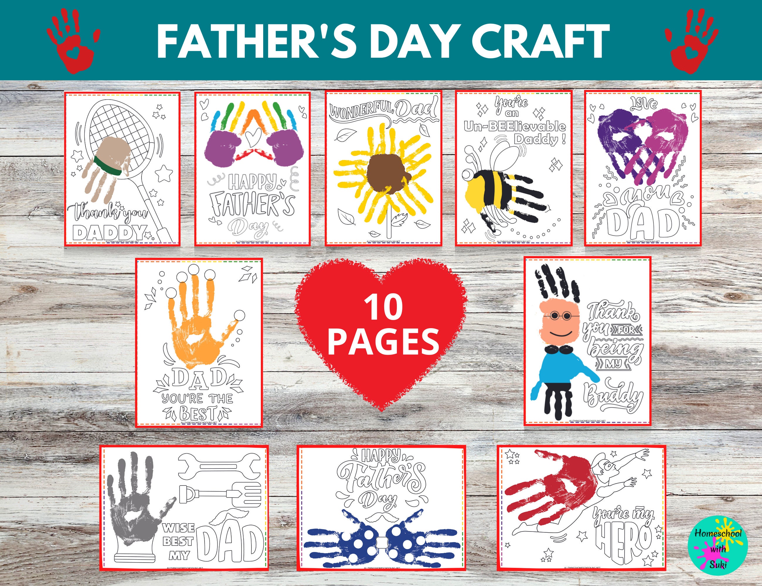 10 Fathers Day Handprint Craft Bundle, Gift for Dad, First Fathers Day ...