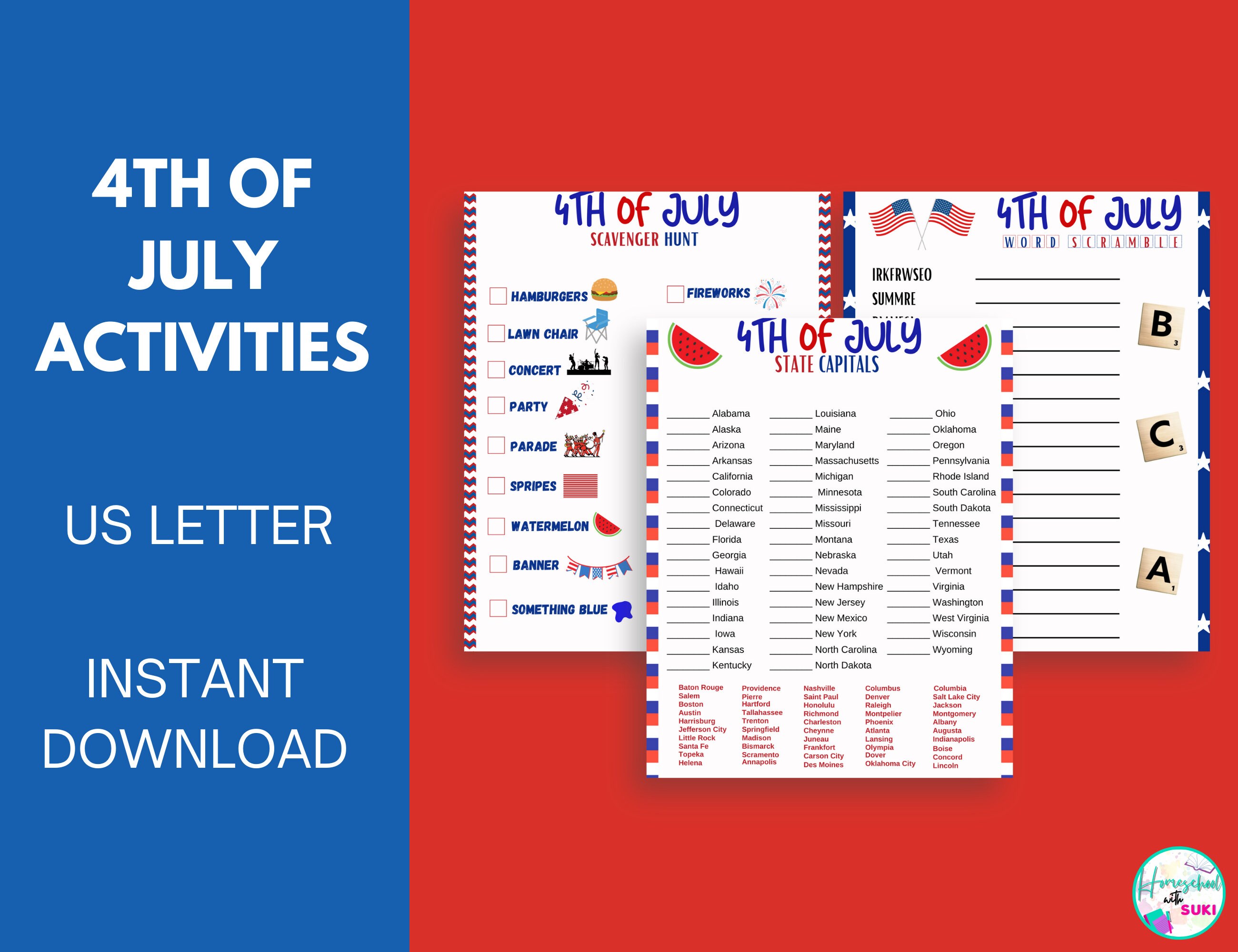 4th of July Activity Bundle Printable Games Patriotic Games - Etsy