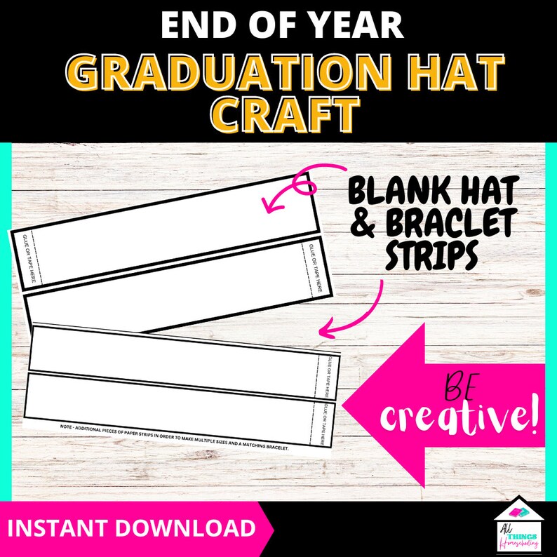 End of the Year Graduation Hat Kid Coloring Craft - Etsy