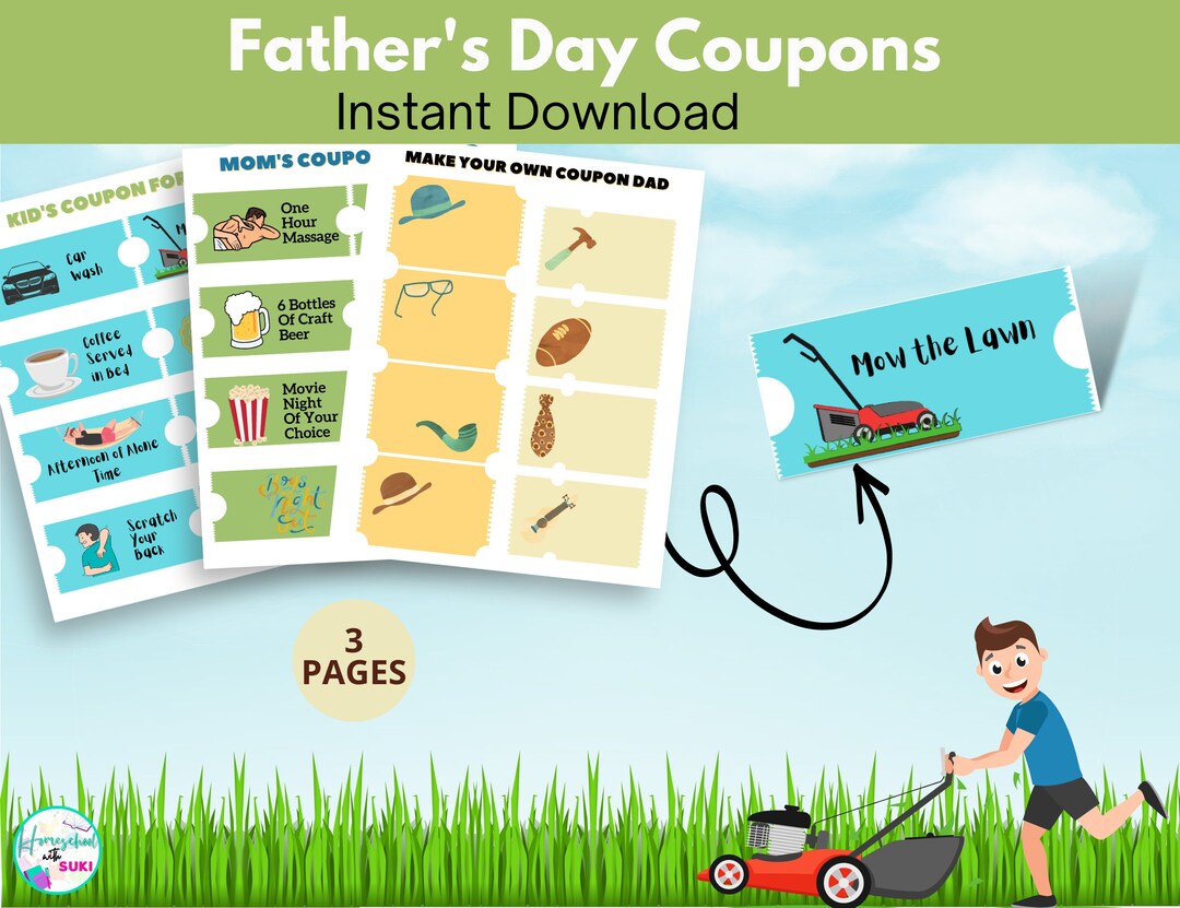 Libro de Cupones del Día del Padre, Regalo del Día del Padre, Cupones ...