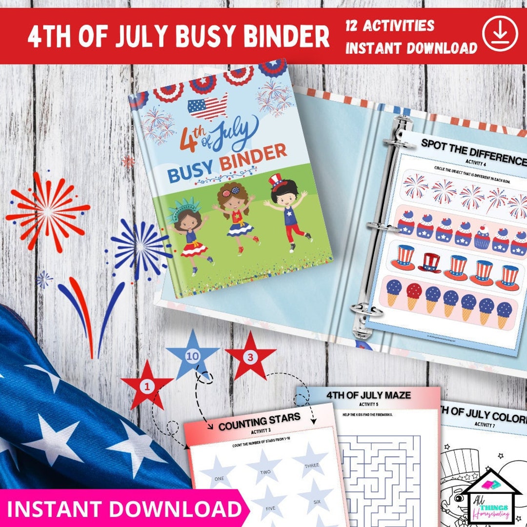 4th of July Busy Binder – Fun & Educational Activities for Kids - Etsy