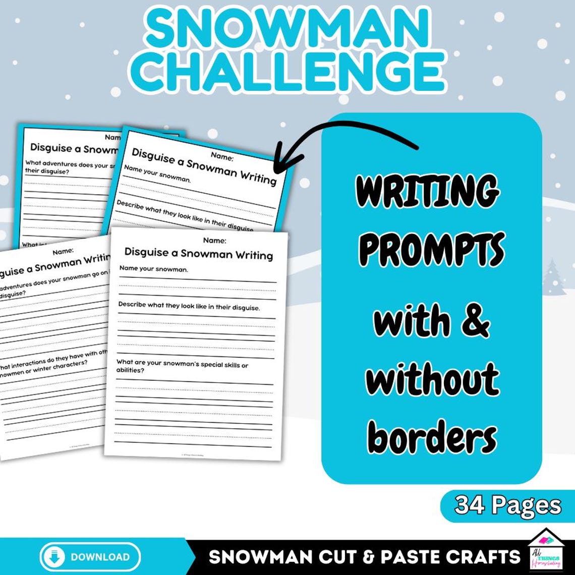 Winter Writing Activity | Disguise a Snowman Craft | Christmas Creative ...