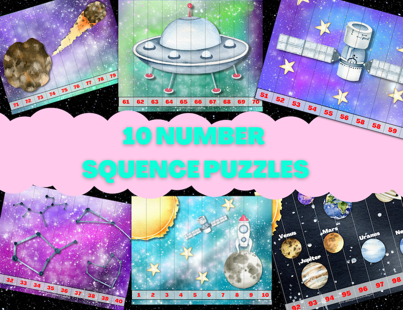 Space Number Sequence & Skip Counting Math Puzzles Bundle - Etsy