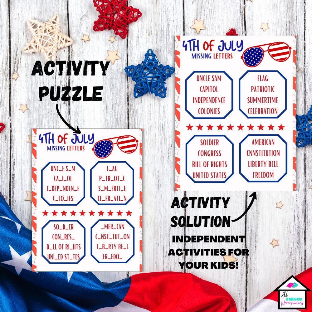 4th of July Activity Bundle, Printable Games, Patriotic Games, Learning ...