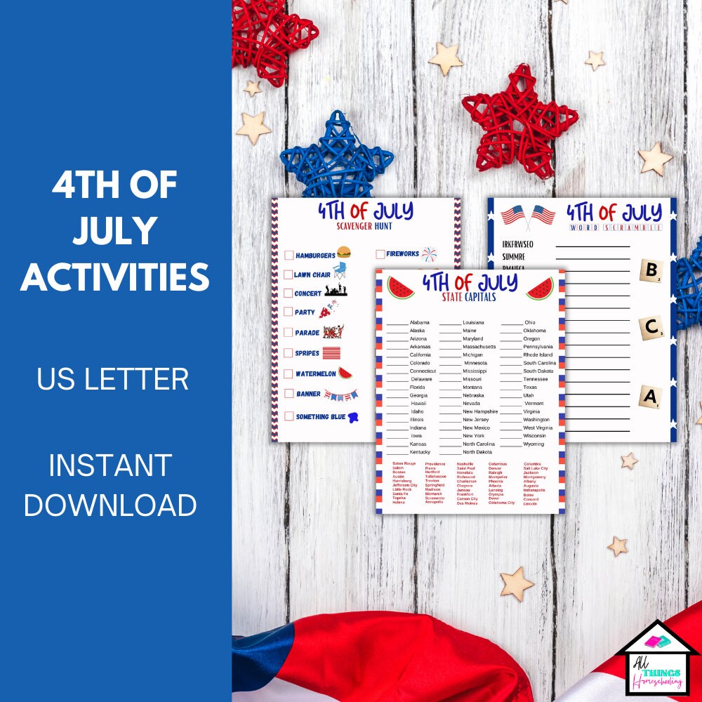 4th of July Activity Bundle, Printable Games, Patriotic Games, Learning ...