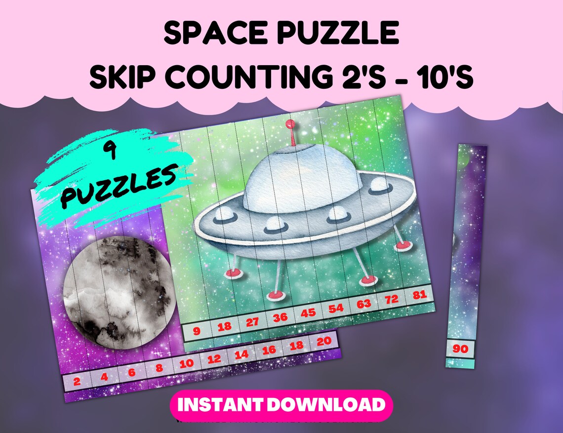 Skip Counting Space Math Printable Puzzles 2 10 First Grade - Etsy