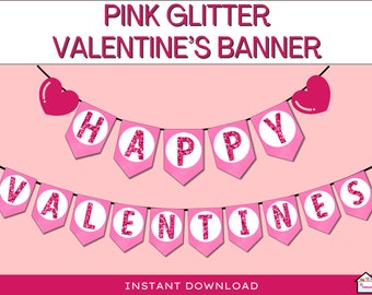 Valentine's Day Banner Printable / Valentine Banner Printable / Happy ...