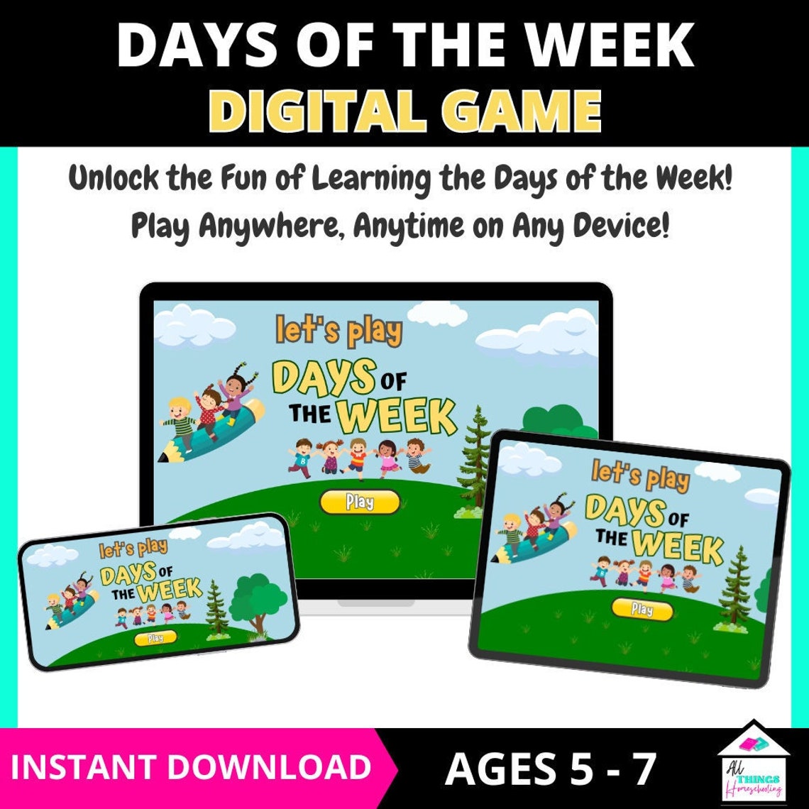 Interactive Days of the Week Digital Game for Kids - Fun Learning ...
