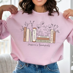 Custom Bookshelf Sweatshirt, Book Lover Crewneck, Personalized Book ...