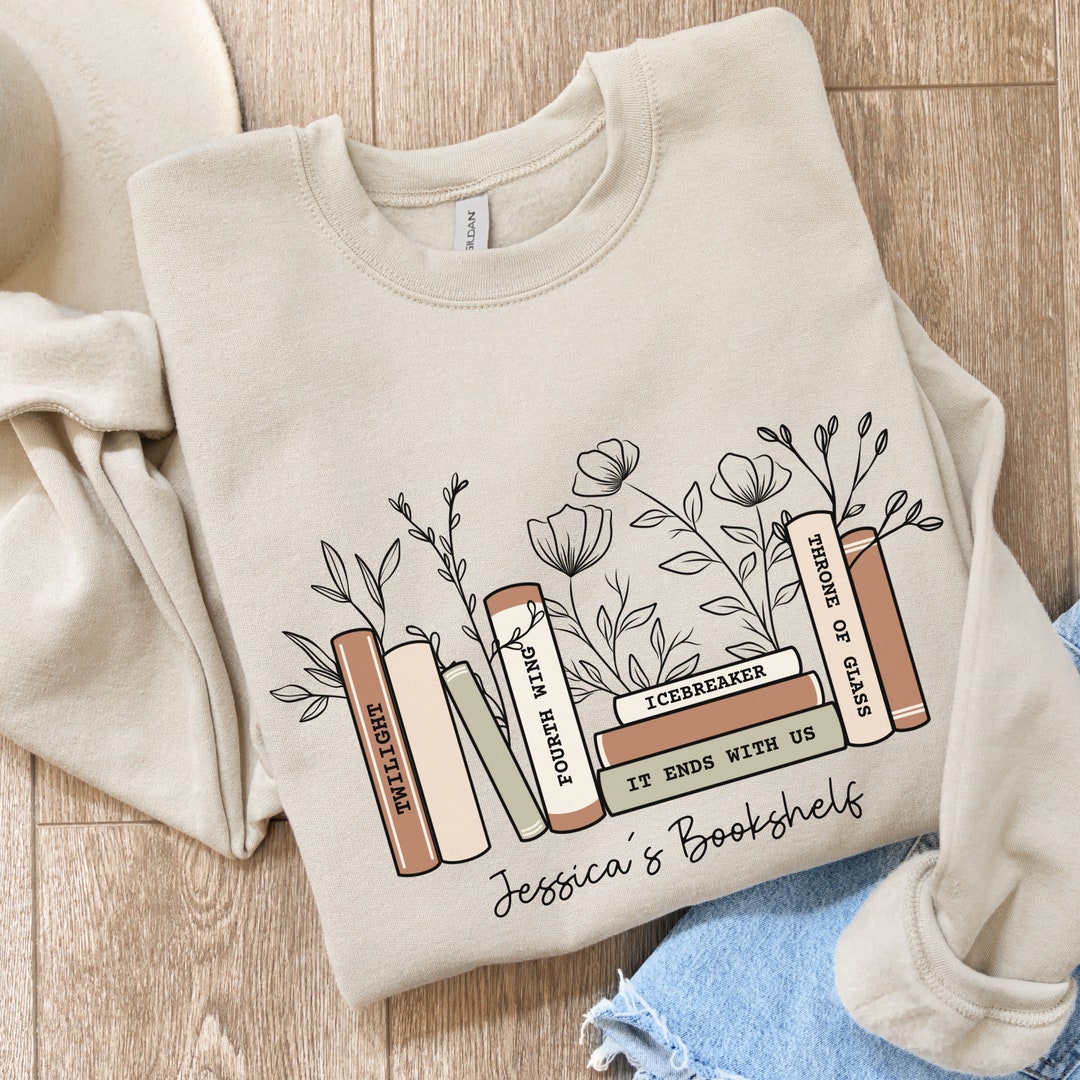 Custom Bookshelf Sweatshirt, Book Lover Crewneck, Personalized Book ...