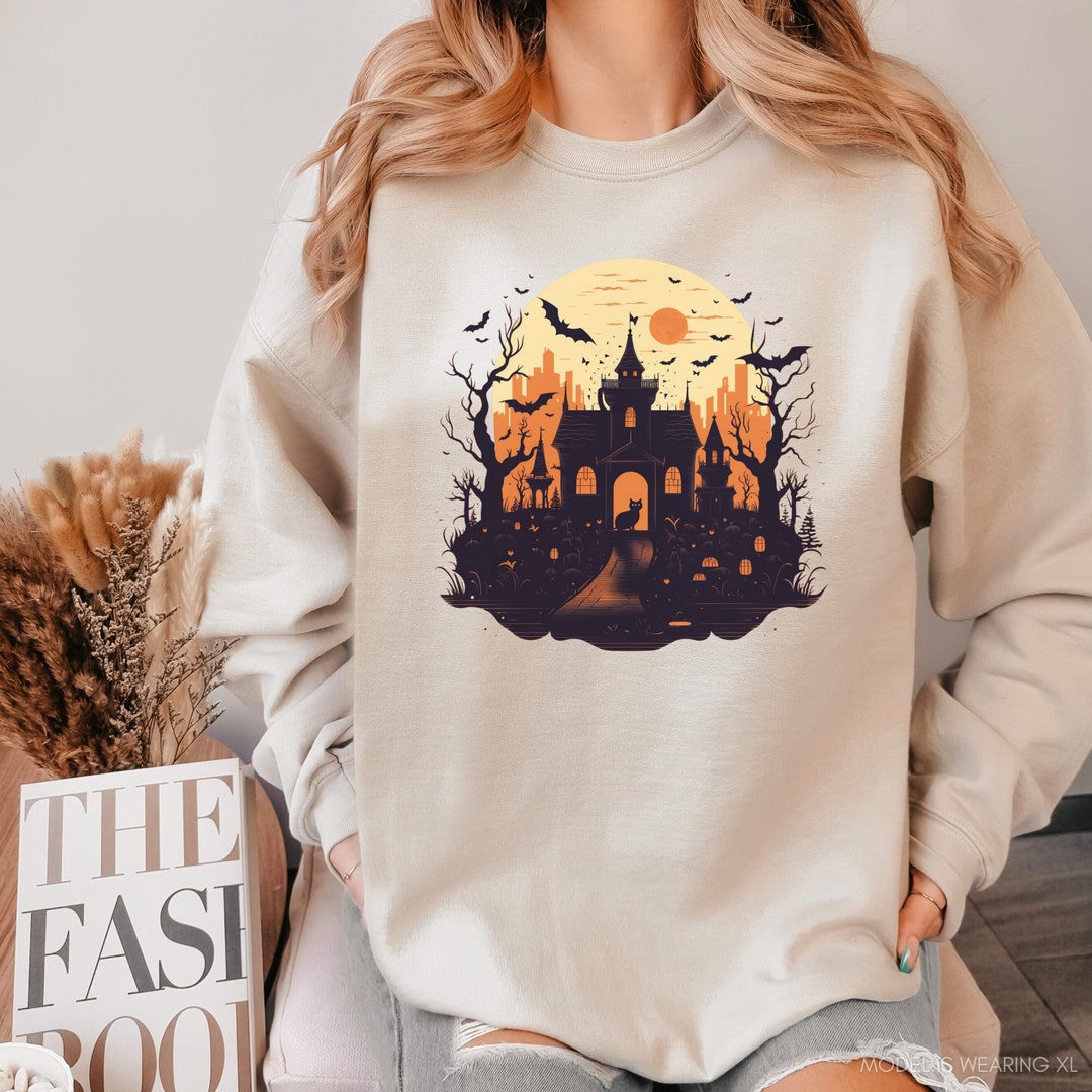 Haunted House Sweatshirt, Halloween Sweater, Spooky Season Pullover ...