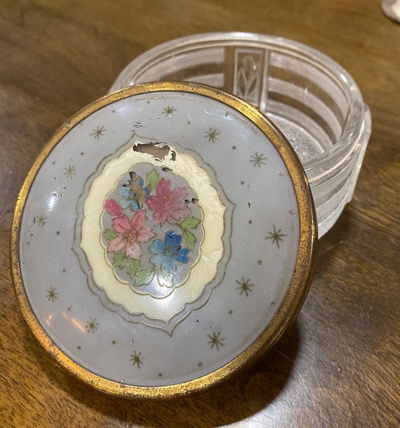 Vintage Powder Dish Depression Glass - Gem