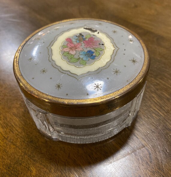 Vintage Powder Dish Depression Glass - Gem