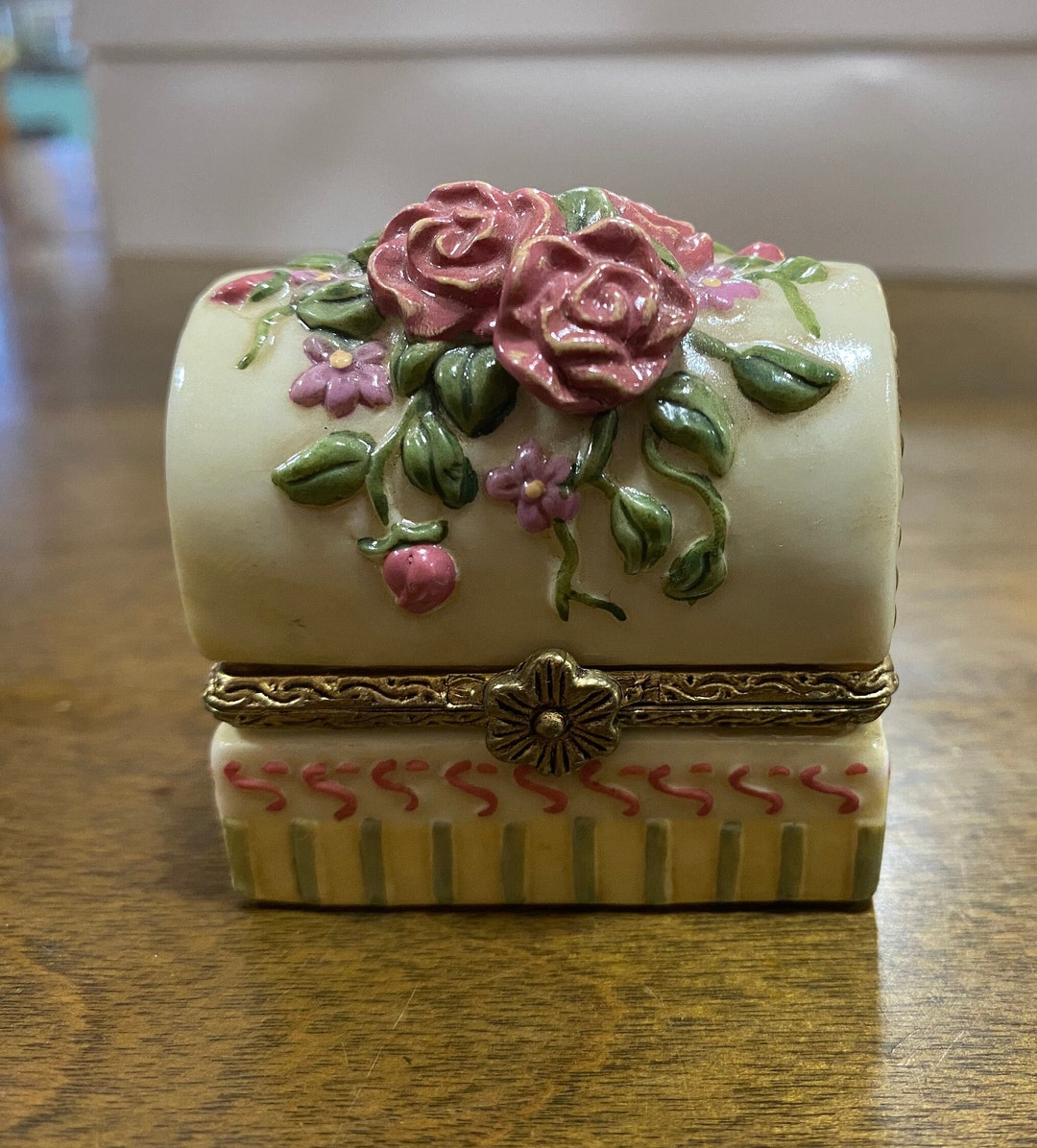 Vintage Rose Trinket Box - Etsy