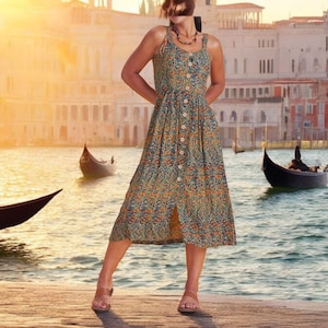 Dandelion Buttoned Floral Pattern Summer Dress With Pockets - Etsy