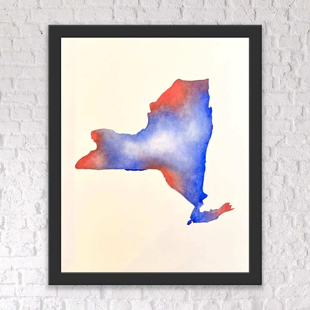 Red, White and Blue Patriotic Map of New York State - Etsy