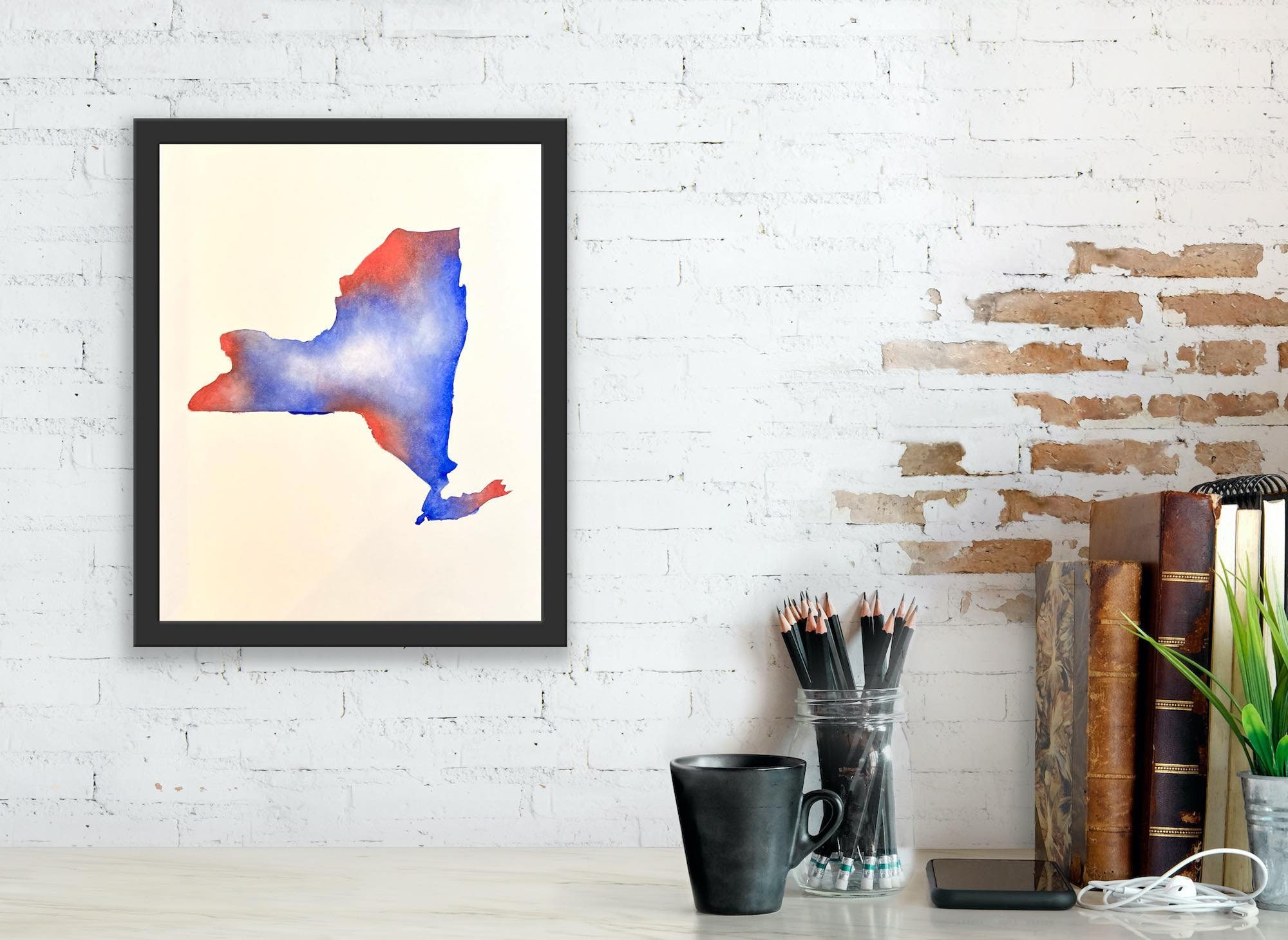 Red, White and Blue Patriotic Map of New York State - Etsy