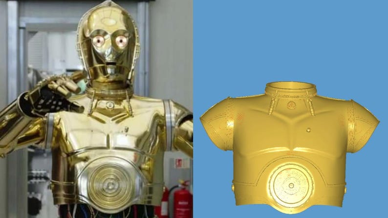 C-3PO Torso 3D Print Files - Sequel Trilogy Costume Larger Version STL ...