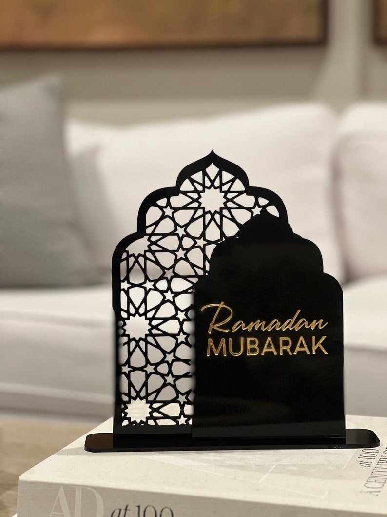Acrylic Ramadan/eid Mubarak Sign | Geometric Arch Table Decor - Etsy
