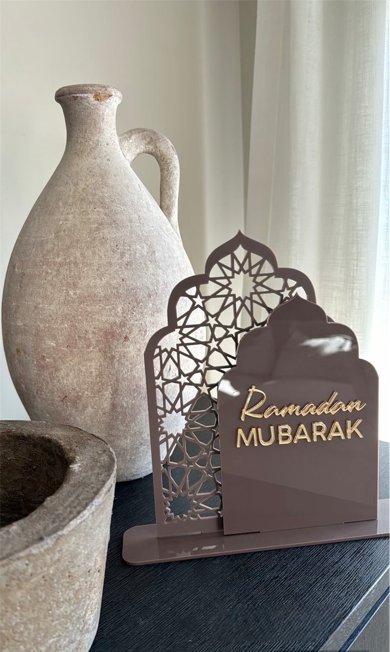 Acrylic Ramadan/eid Mubarak Sign | Geometric Arch Table Decor - Etsy