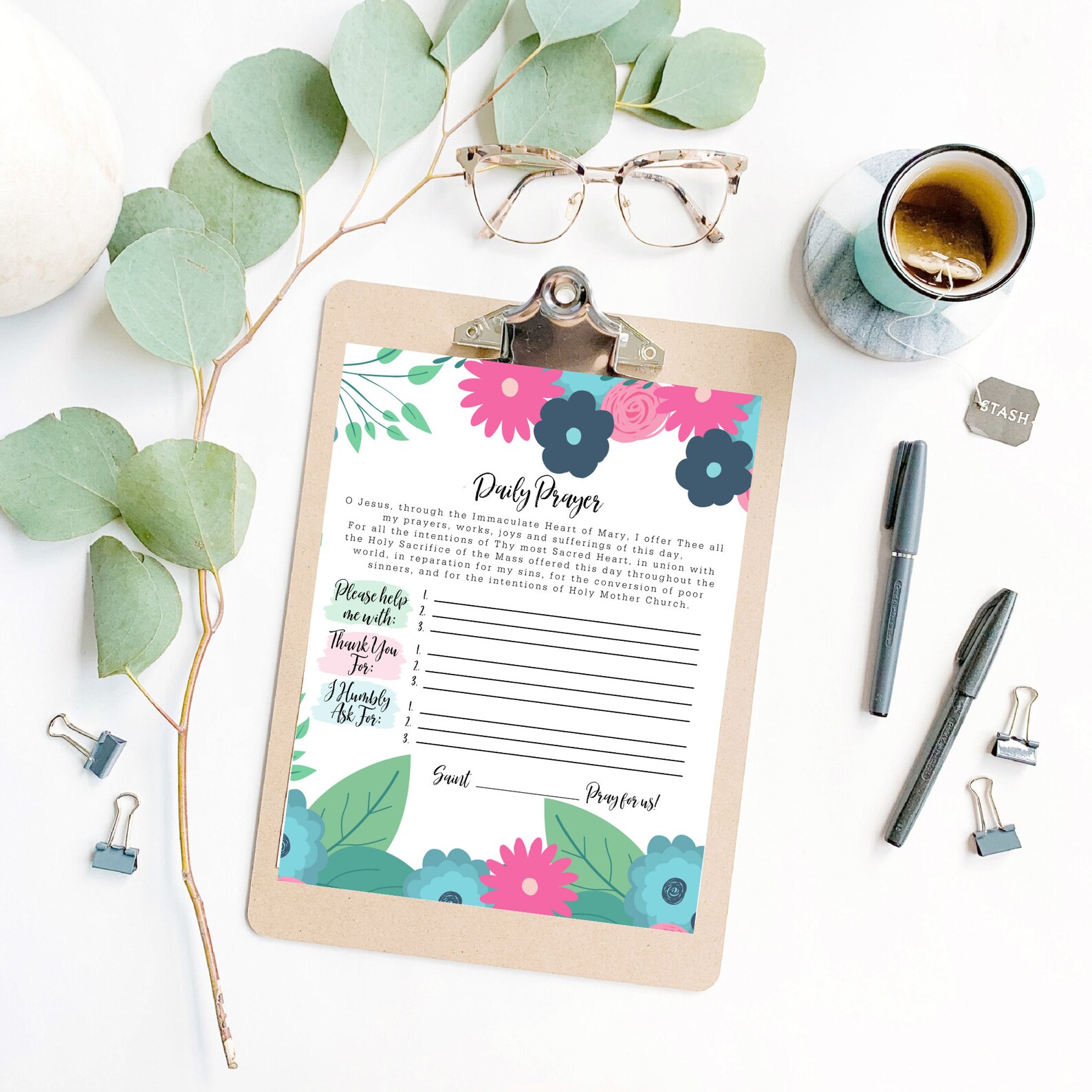 Morning Prayer Card for Catholics - Morning Offering and Gratitude ...